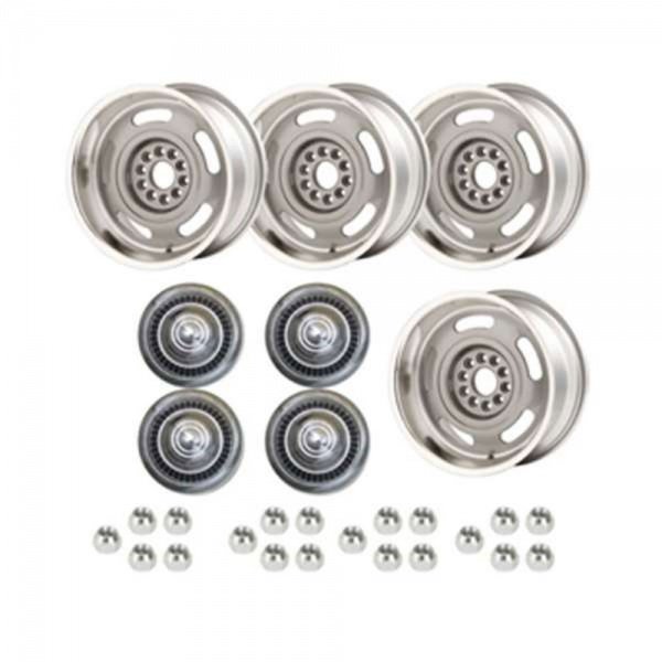 Corvette - Corvette Rally Wheel Kit, 1-Piece Cast Aluminum With Short ...