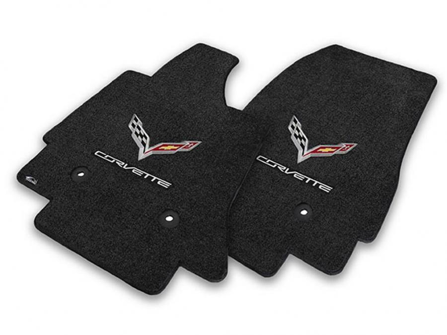2014-2019 Floor Mat-C7 Cross Flag Emblem W/Silver Corvette Script Lloyd ...